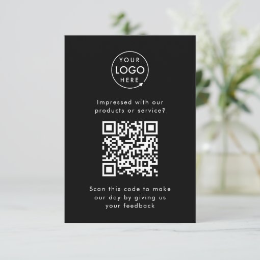 Customer Feedback | QR Code Black Business Review Enclosure Card | Zazzle