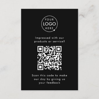 Customer Feedback | QR Code Black Business Review Enclosure Card | Zazzle