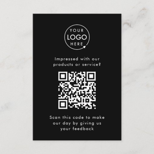 Customer Feedback | QR Code Black Business Review Enclosure Card | Zazzle