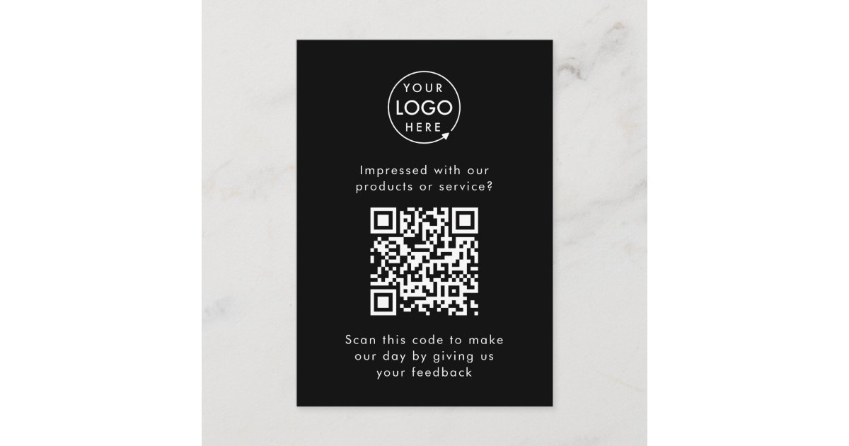 Customer Feedback | QR Code Black Business Review Enclosure Card | Zazzle