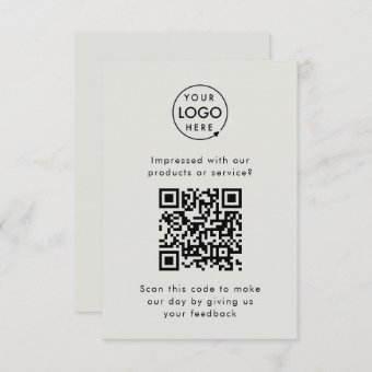 Customer Feedback | QR Code Business Rating Gray Enclosure Card | Zazzle