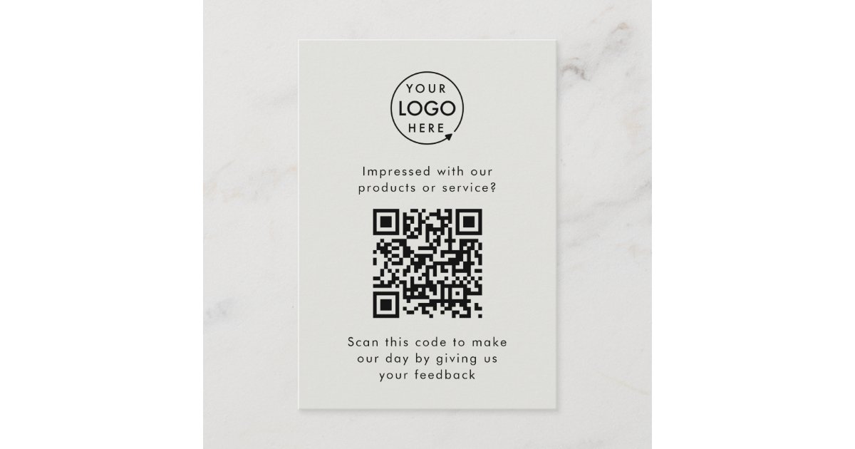 Customer Feedback | QR Code Business Rating Gray Enclosure Card | Zazzle