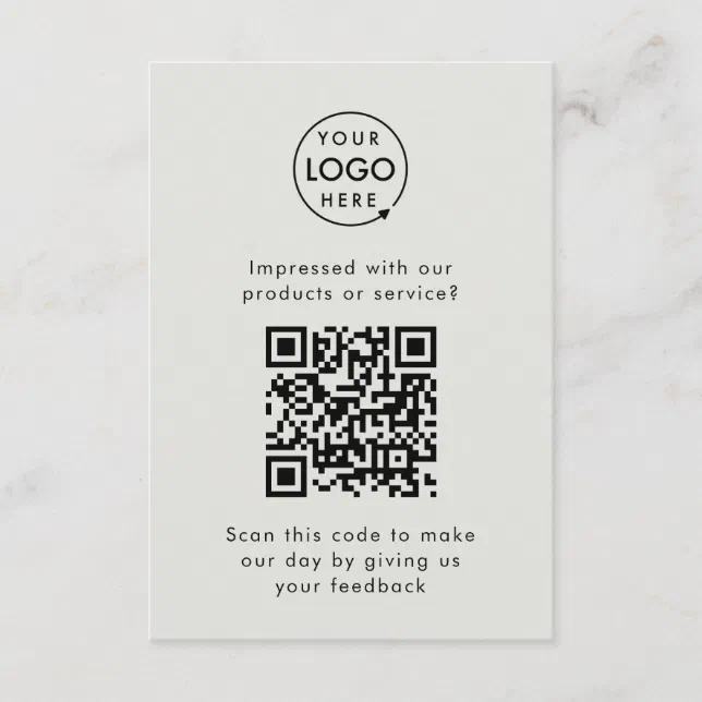 Customer Feedback | QR Code Business Rating Gray Enclosure Card | Zazzle