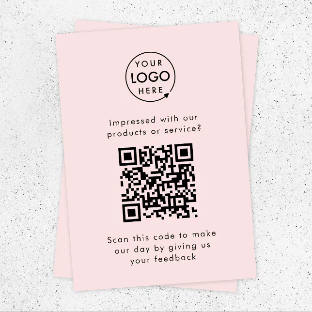 Customer Feedback | QR Code Business Review Pink Enclosure Card | Zazzle