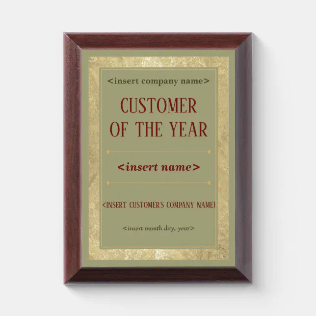 Customer of the Year Award Plaque | Zazzle