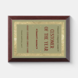 Customer of the Year Award Plaque | Zazzle