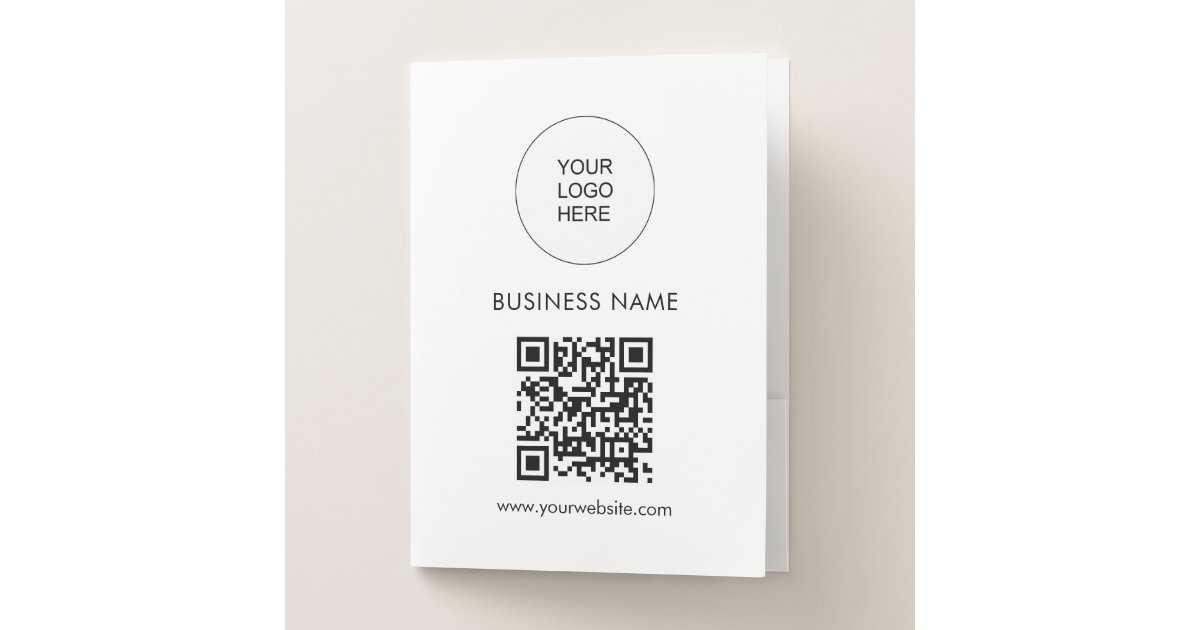 Customer QR Code Text Business Logo Here Simple Pocket Folder | Zazzle