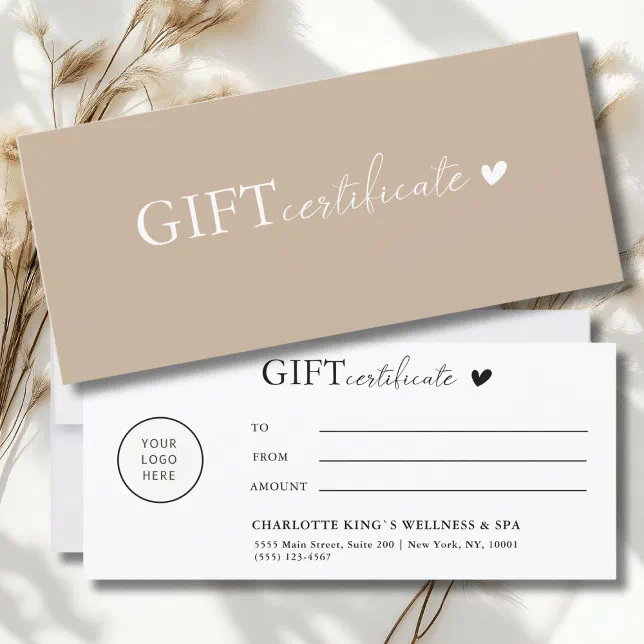 Customer specific Logo Business Gift Certificate | Zazzle