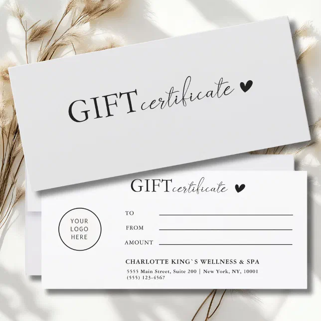 Customer specific Logo Business Gift Certificate | Zazzle