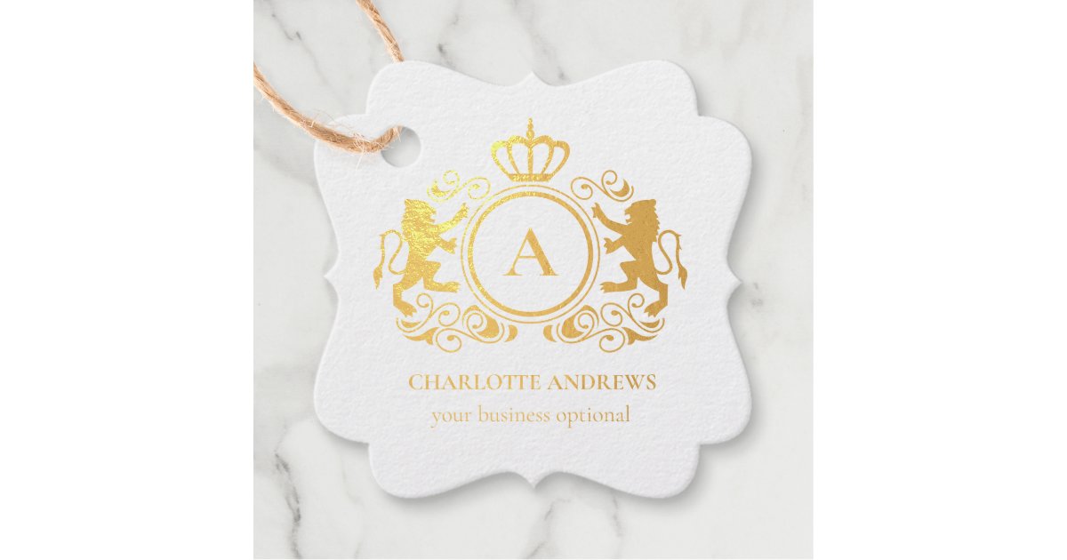 customer specific logo Monogram Wappen Foil Favor Tags | Zazzle