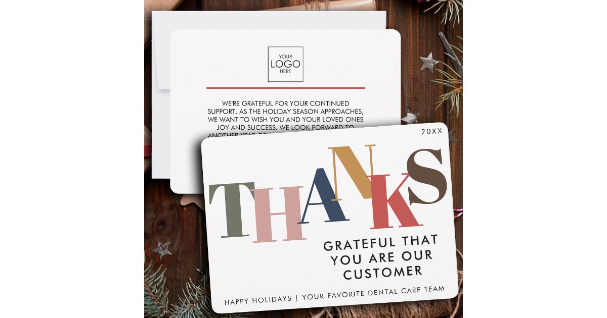 Customer Thank You Company Logo Business Christmas Holiday Card | Zazzle