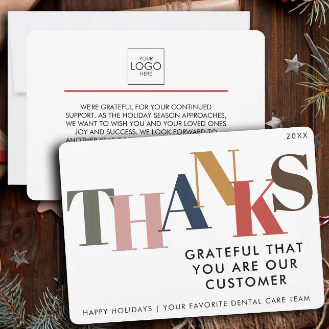 Customer Thank You Company Logo Business Christmas Holiday Card | Zazzle