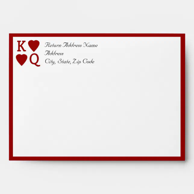 CustomInvites Playing Card King/Queen Envelopes | Zazzle