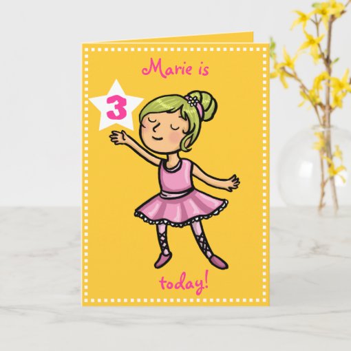 Customisable age Cartoon Ballet Dancer Card | Zazzle