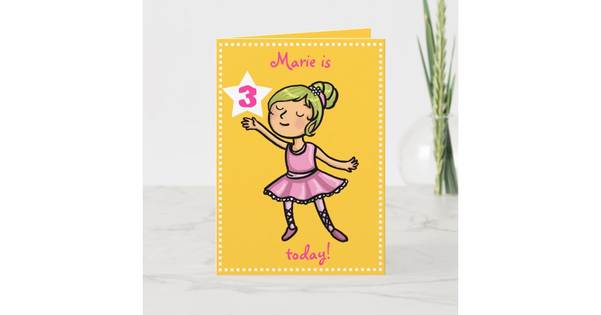 Customisable age Cartoon Ballet Dancer Card | Zazzle