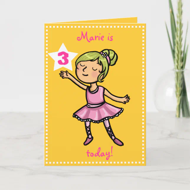 Customisable age Cartoon Ballet Dancer Card | Zazzle