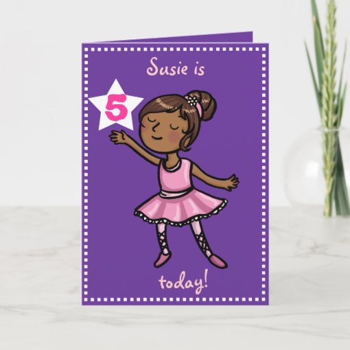 Customisable age Cartoon Ballet Dancer Card | Zazzle
