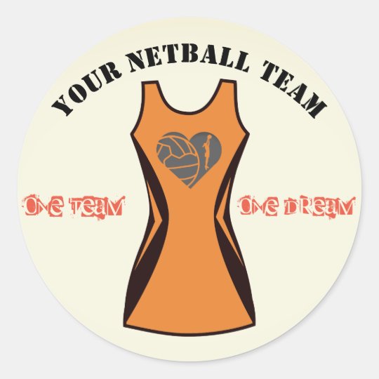 Customisable Colour Personalised Netball Team Classic Round Sticker ...