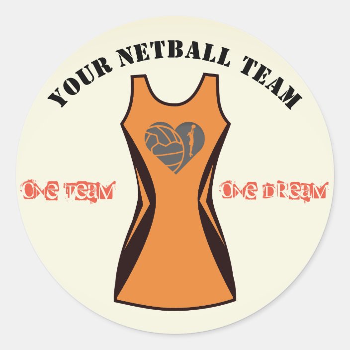 Customisable Colour Personalised Netball Team Classic Round Sticker ...