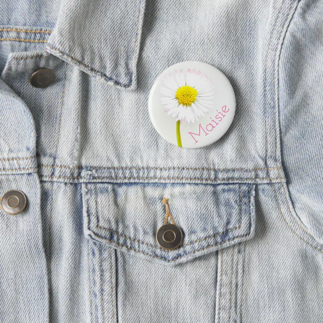 Customisable Daisy Flower Badge Button | Zazzle