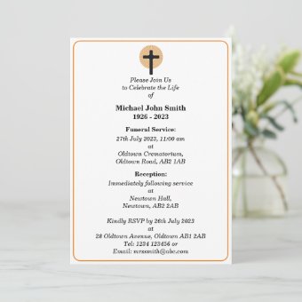 Customisable Funeral Cross Ceremony Invitation | Zazzle