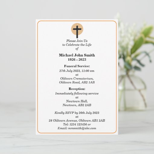 Customisable Funeral Cross Ceremony Invitation | Zazzle