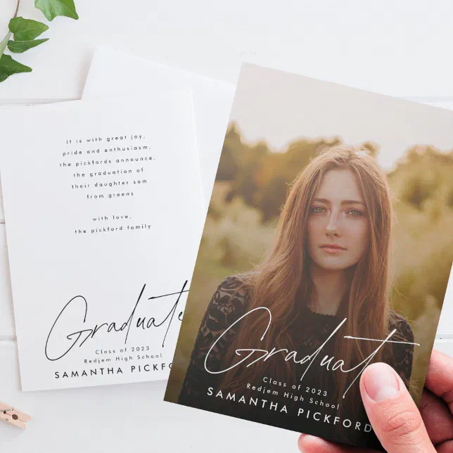 Customisable Graduation Photo Post Graduate Announcement | Zazzle