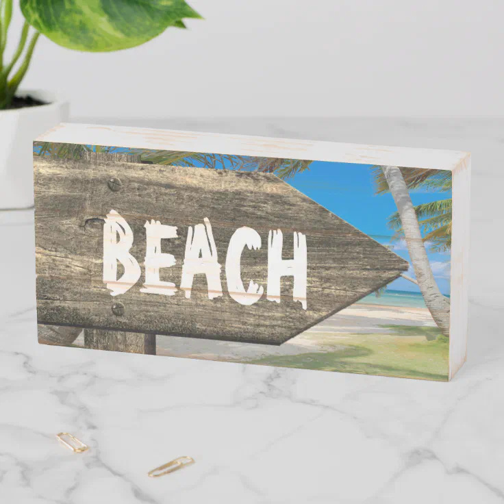 Customisable Rustic Beach Themed Wood Sign | Zazzle