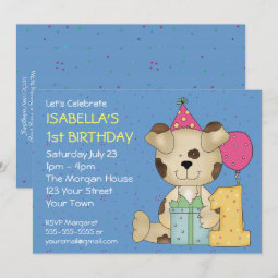 Customizable 1st Birthday Puppy Dog Invitation | Zazzle