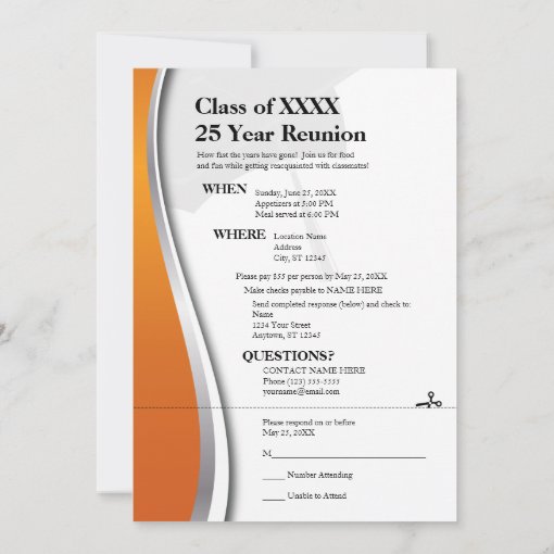 Customizable 25 Year Class Reunion Invitation | Zazzle