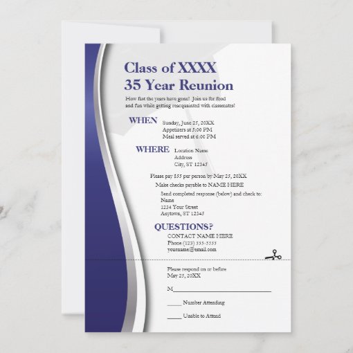Customizable 35 Year Class Reunion Invitation | Zazzle