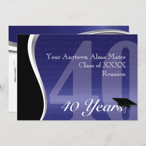 Customizable 40 Year Class Reunion Invitation | Zazzle