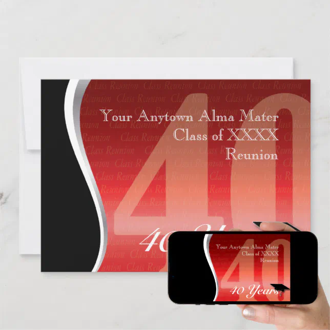 Customizable 40 Year Class Reunion Invitation | Zazzle