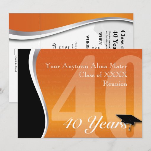 Customizable 40 Year Class Reunion Invitation | Zazzle