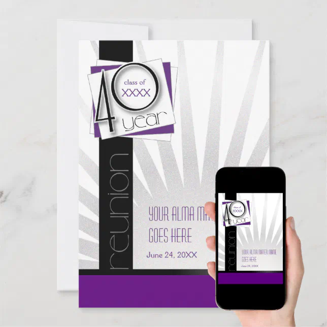 Customizable 40 Year Class Reunion Invitation | Zazzle