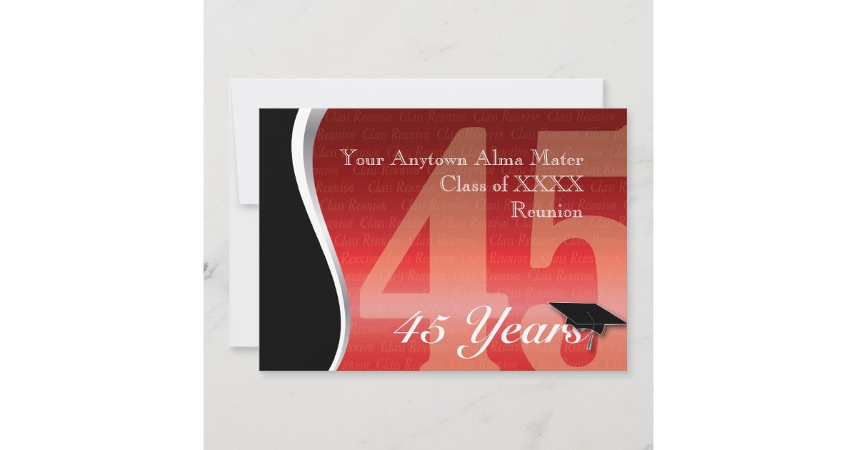 Customizable 45 Year Class Reunion Invitation | Zazzle