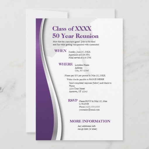 Customizable 50 Year Class Reunion Invitation | Zazzle