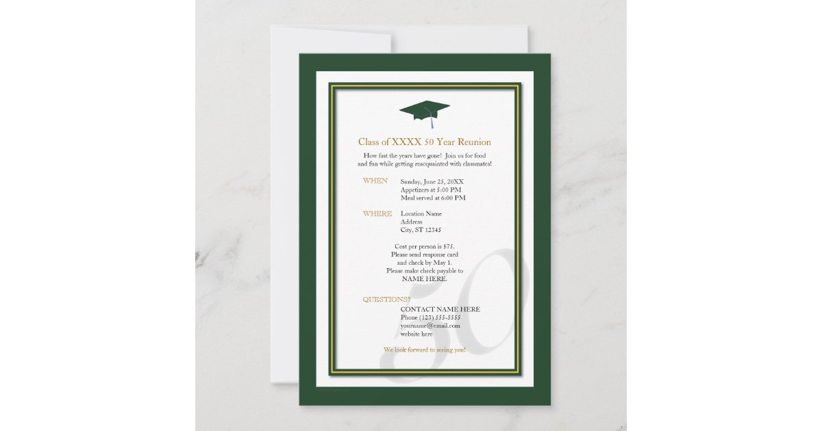 Customizable 50 Year Class Reunion Invitation | Zazzle