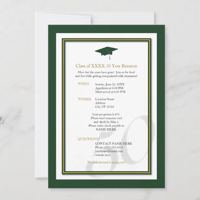 Customizable 50 Year Class Reunion Invitation | Zazzle