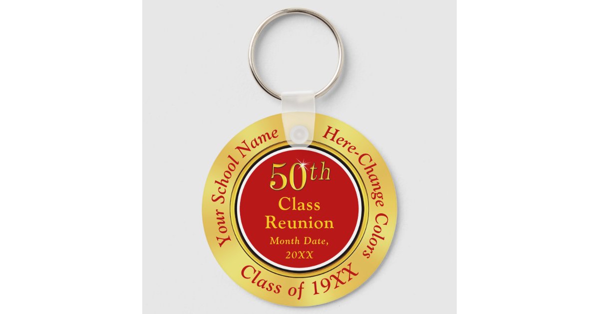 Customizable 50th Class Reunion Keychains, Gold Keychain | Zazzle