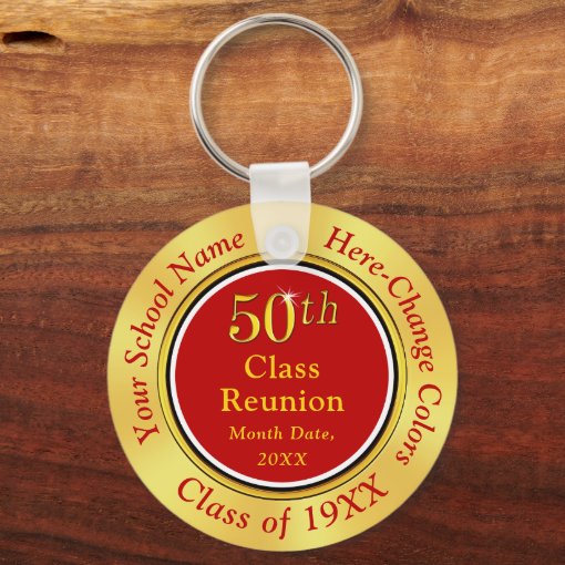 Customizable 50th Class Reunion Keychains, Gold Keychain | Zazzle