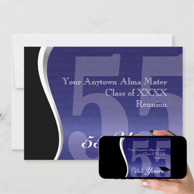 Customizable 55 Year Class Reunion Invitation | Zazzle