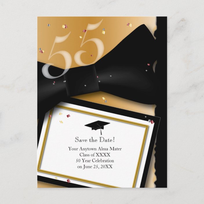 Customizable 55 Year Class Reunion Save the Date Announcement Postcard ...