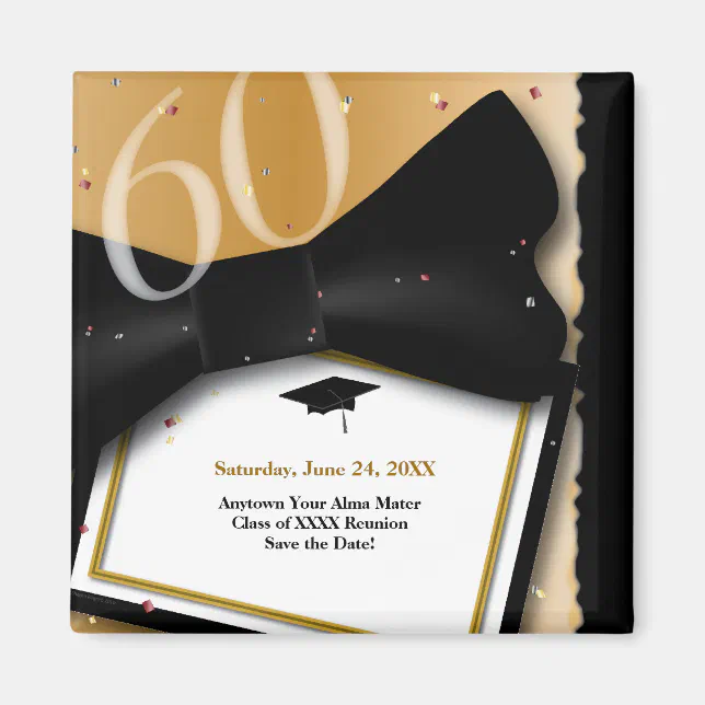 Customizable 60 Year Class Reunion Save the Date Magnet | Zazzle