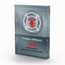 Customizable, Anniversary with Fire Department Acrylic Award | Zazzle