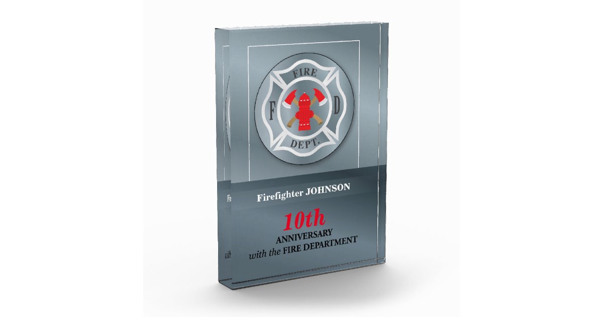 Customizable, Anniversary with Fire Department Acrylic Award | Zazzle