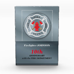 Customizable, Anniversary with Fire Department Acrylic Award | Zazzle