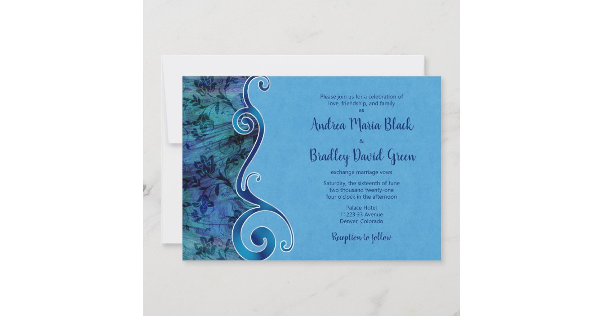 Customizable Aqua Blue Wedding Invitation | Zazzle