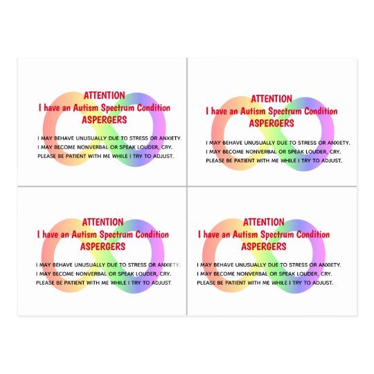 Customizable AUTISM ALERT Cards x 4 per card | Zazzle.com