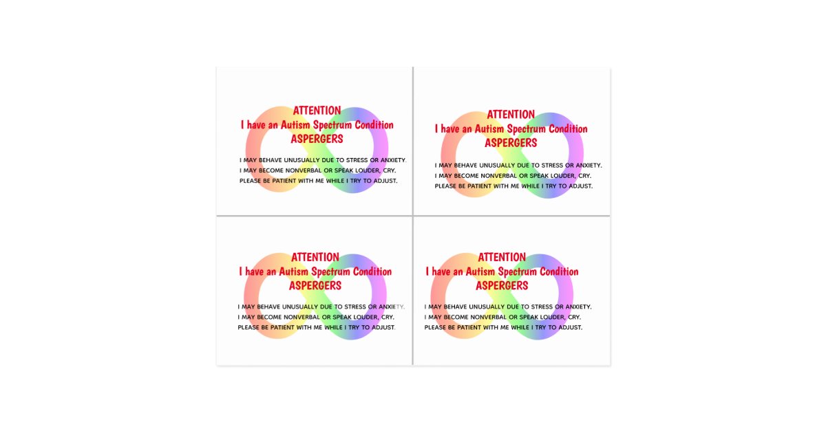 Customizable AUTISM ALERT Cards x 4 per card | Zazzle.com